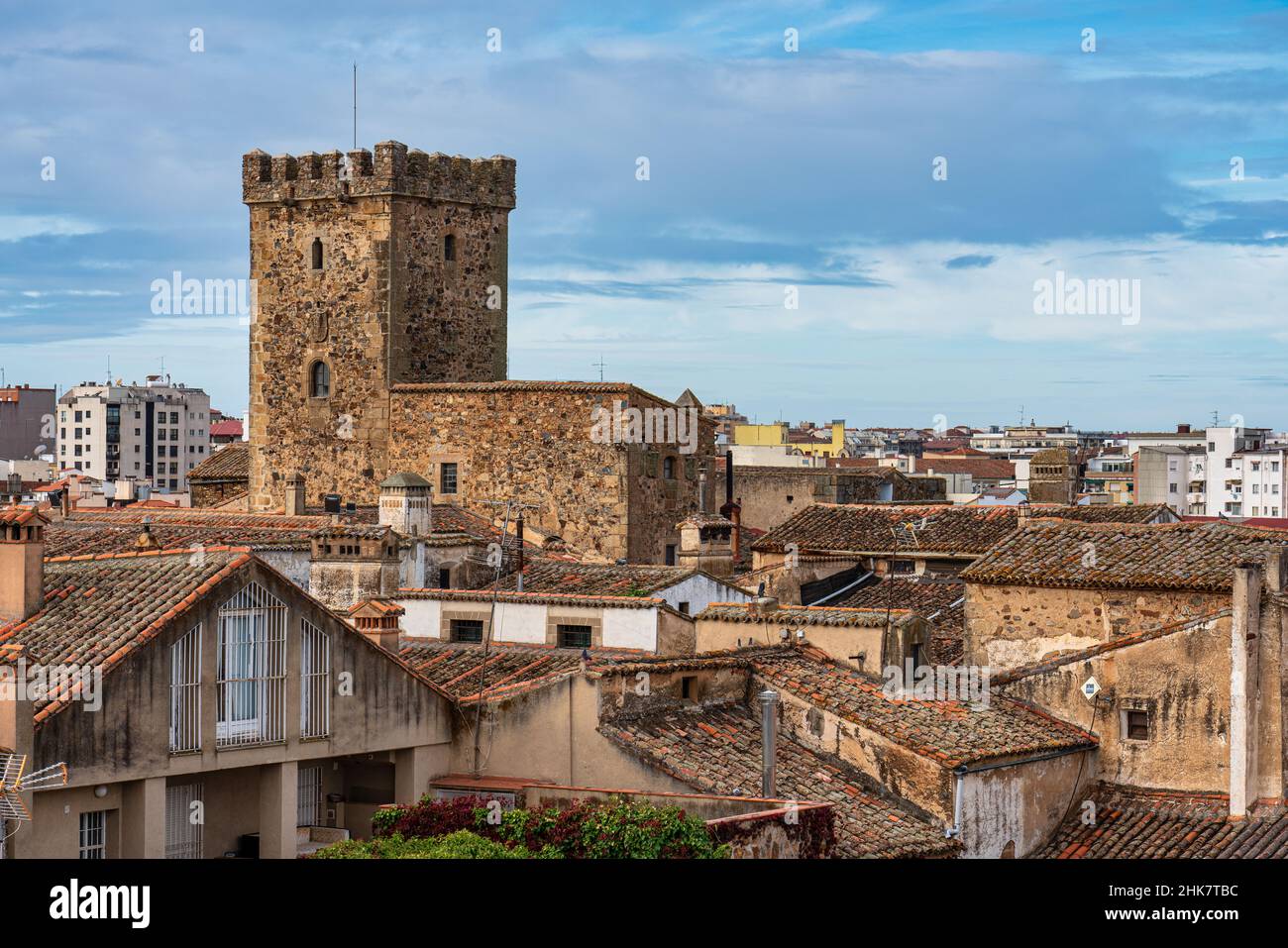 Alleys with old stone buildings at Caceres, Extremadura, Spain. A cute ...
