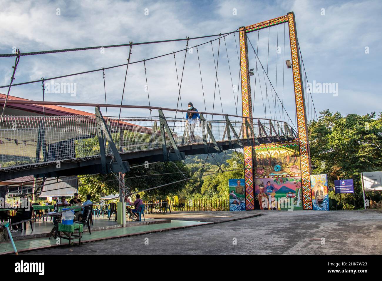 People on the Tamparuli bridge next to Tamparuli Wednesday Market Sabah ...