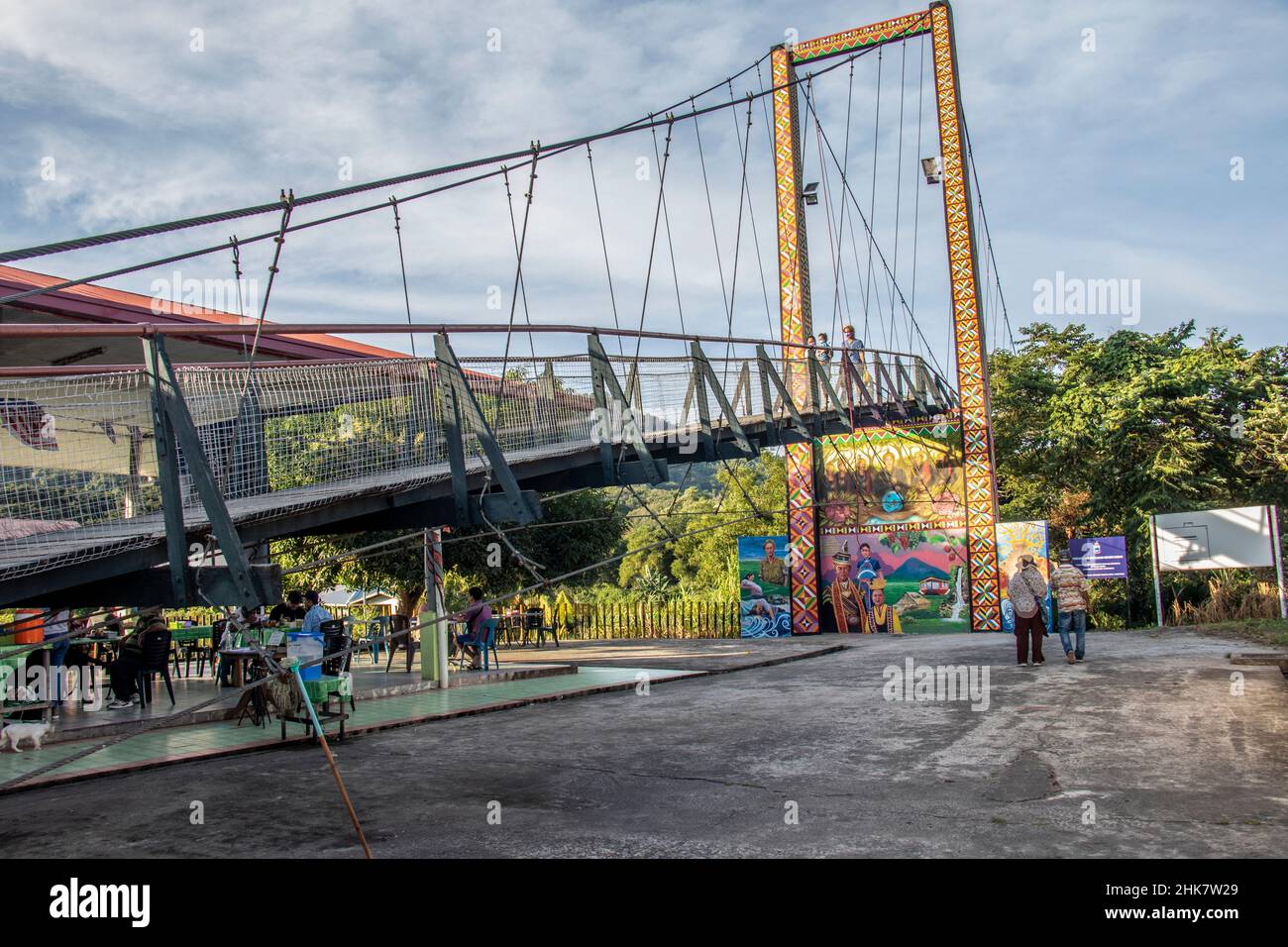 People on the Tamparuli bridge next to Tamparuli Wednesday Market Sabah ...