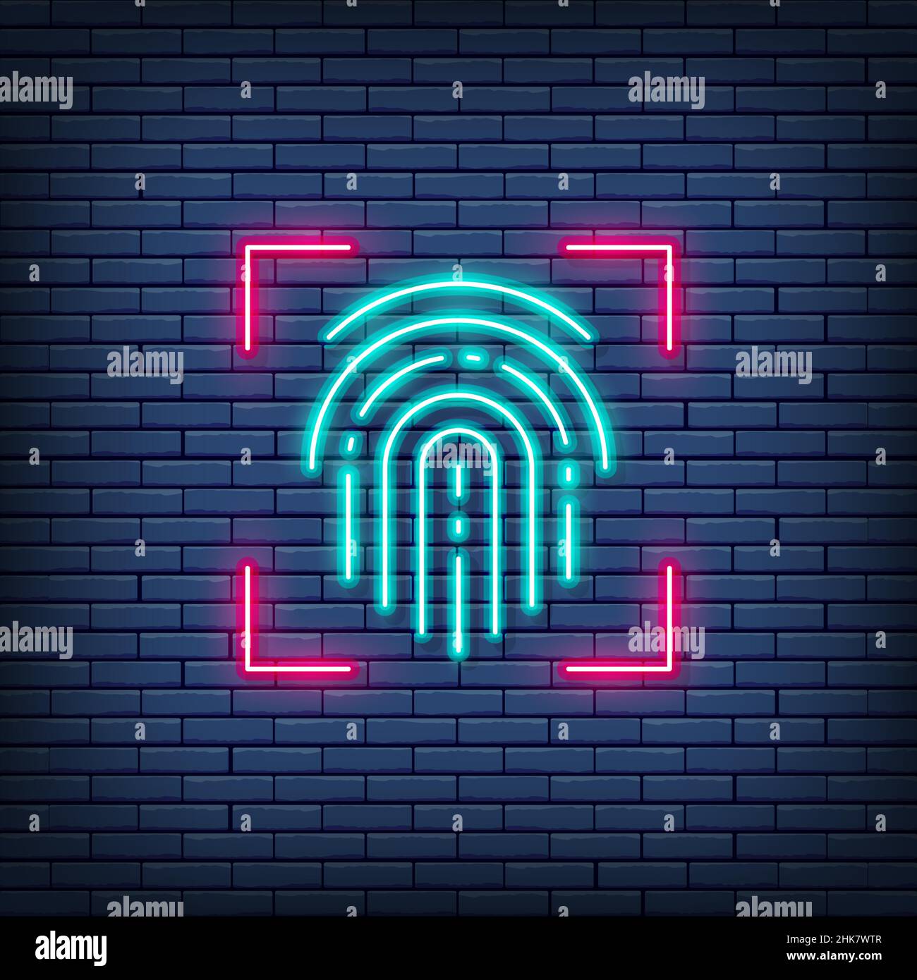 Fingerprint, scanned finger, cryptographic signature, identity neon ...