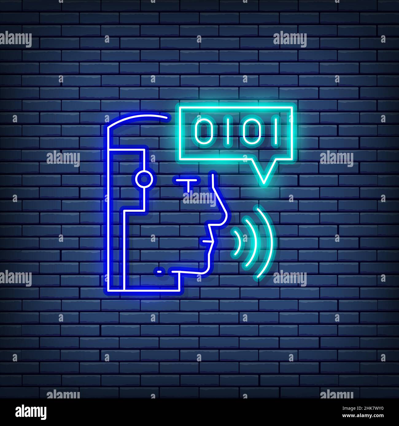 Artificial intelligence, robot with sound waves, chatbot, voice ...