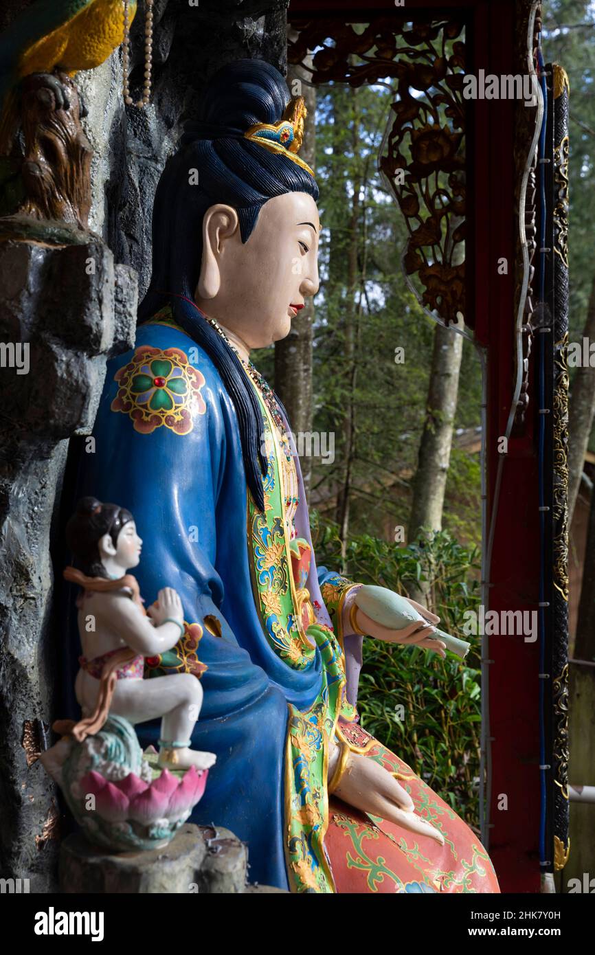 A Buddha or bodhisattva statue at Ksitigarbha Temple during the first ...