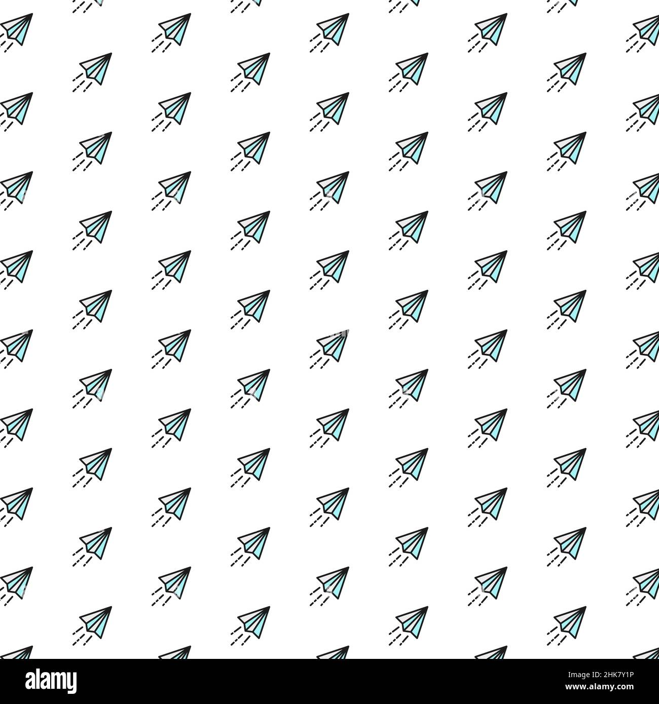 Vector paper plane, origami airplane pattern with various icons Stock ...