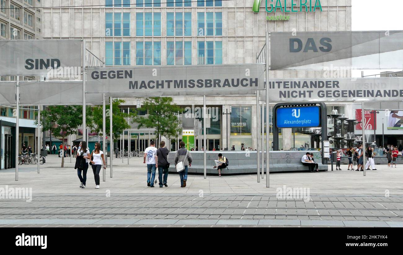 Exhibition german reunification on alexanderplatz hi-res stock ...