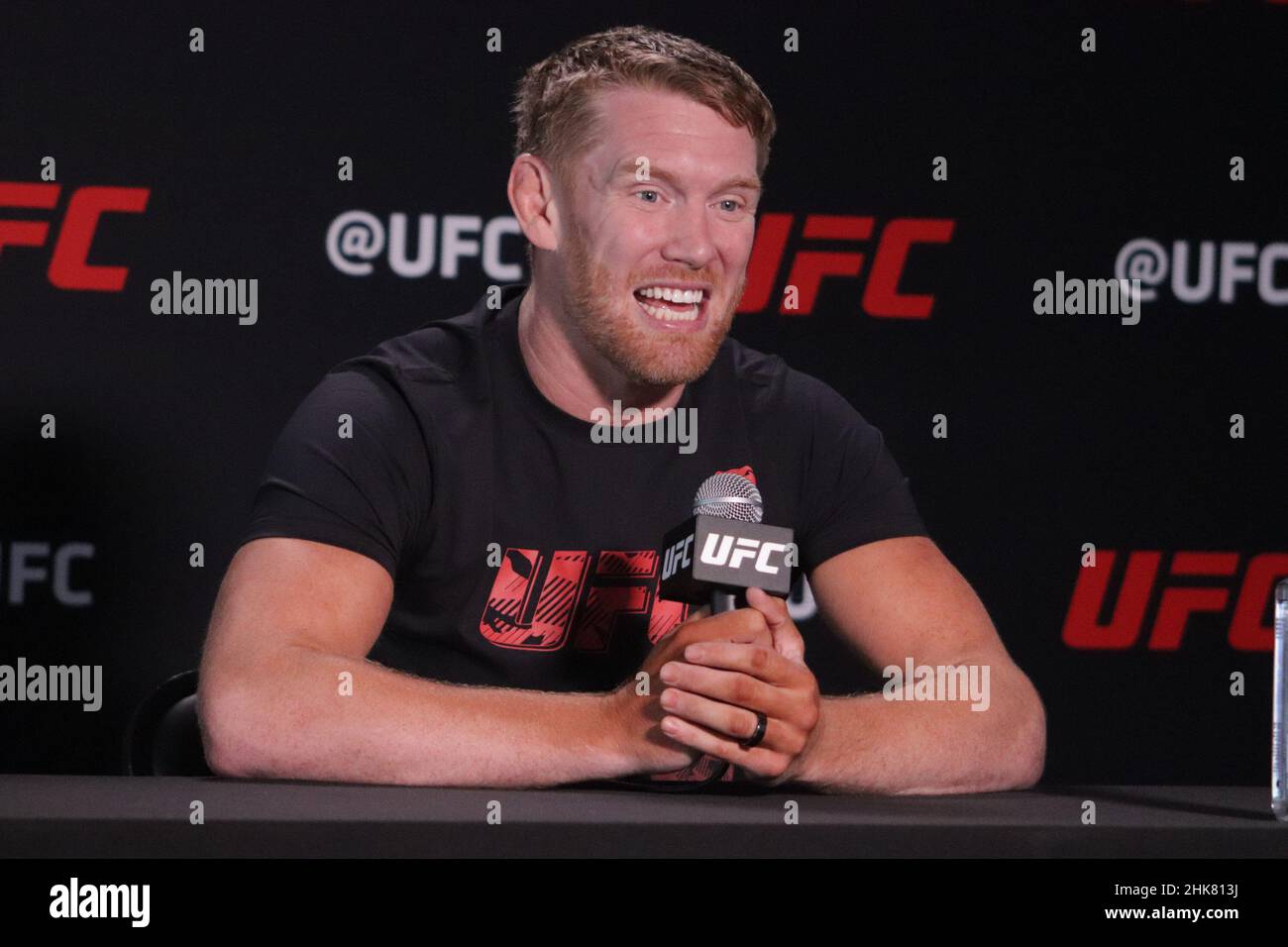 LAS VEGAS, NV - FEBRUARY 2: Sam Alvey interacts with media during the ...