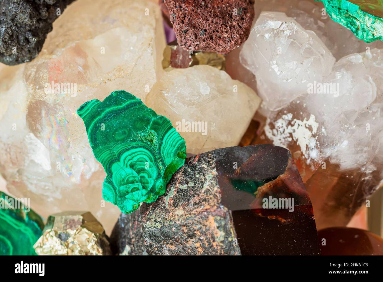 Set of natural colorful different shape stones, mineralogy concept ...