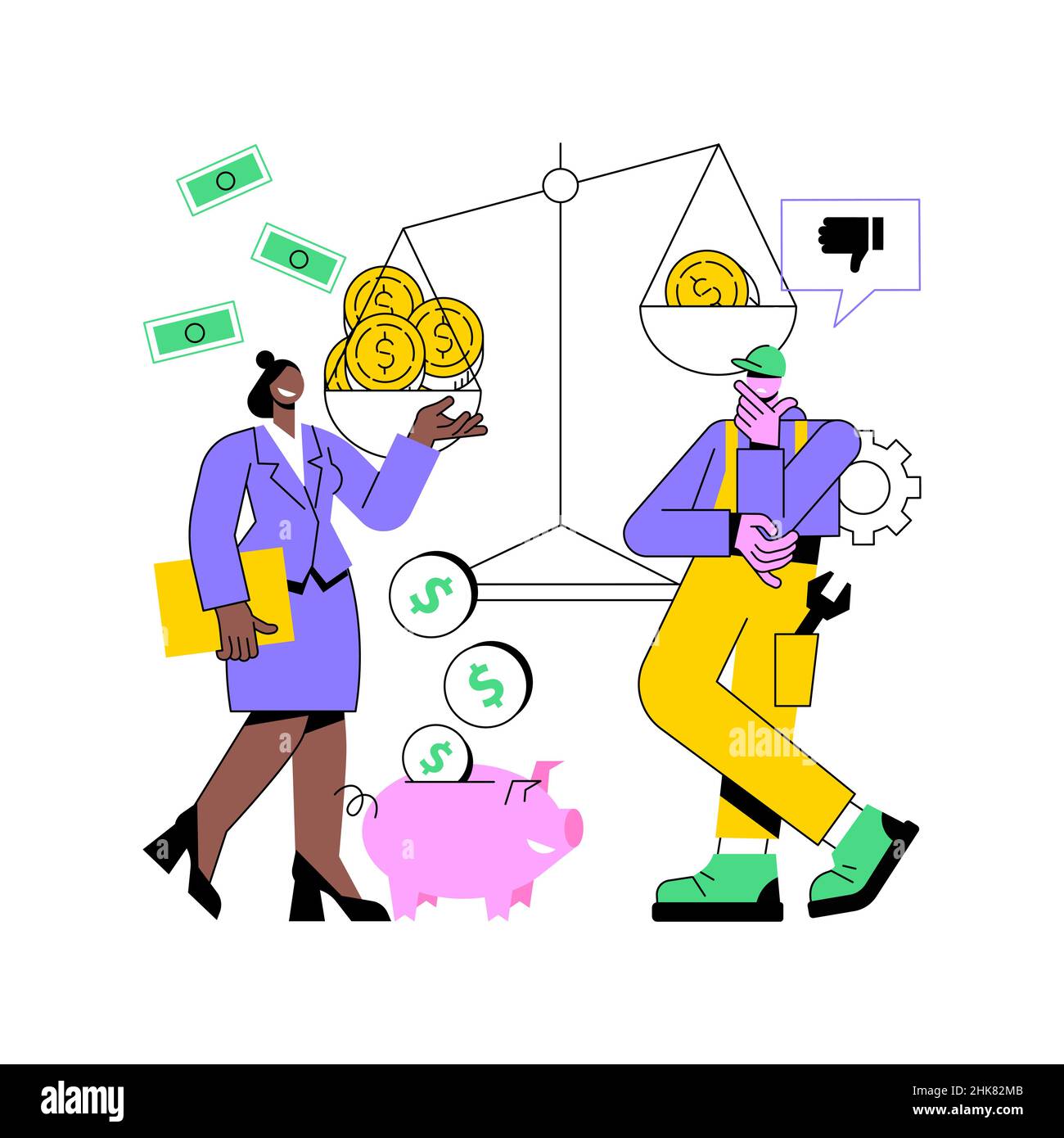 Income inequality abstract concept vector illustration. Country income ...