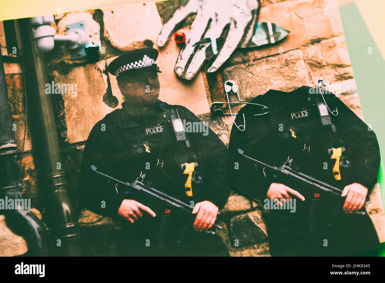 British Policing / Law & Crime Concepts - Close-up of a mixed media ...