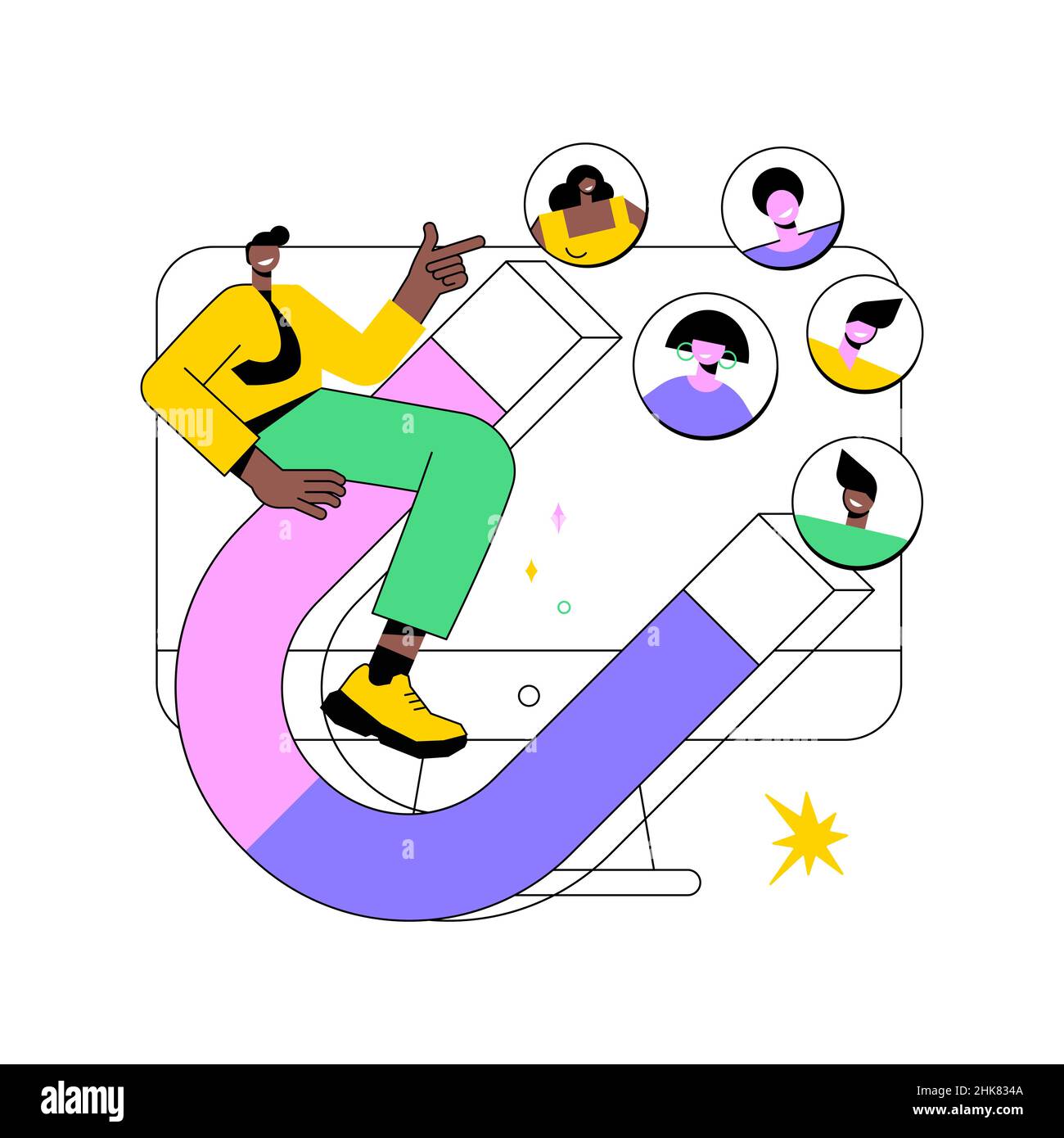 Attracting followers abstract concept vector illustration. Attracting ...