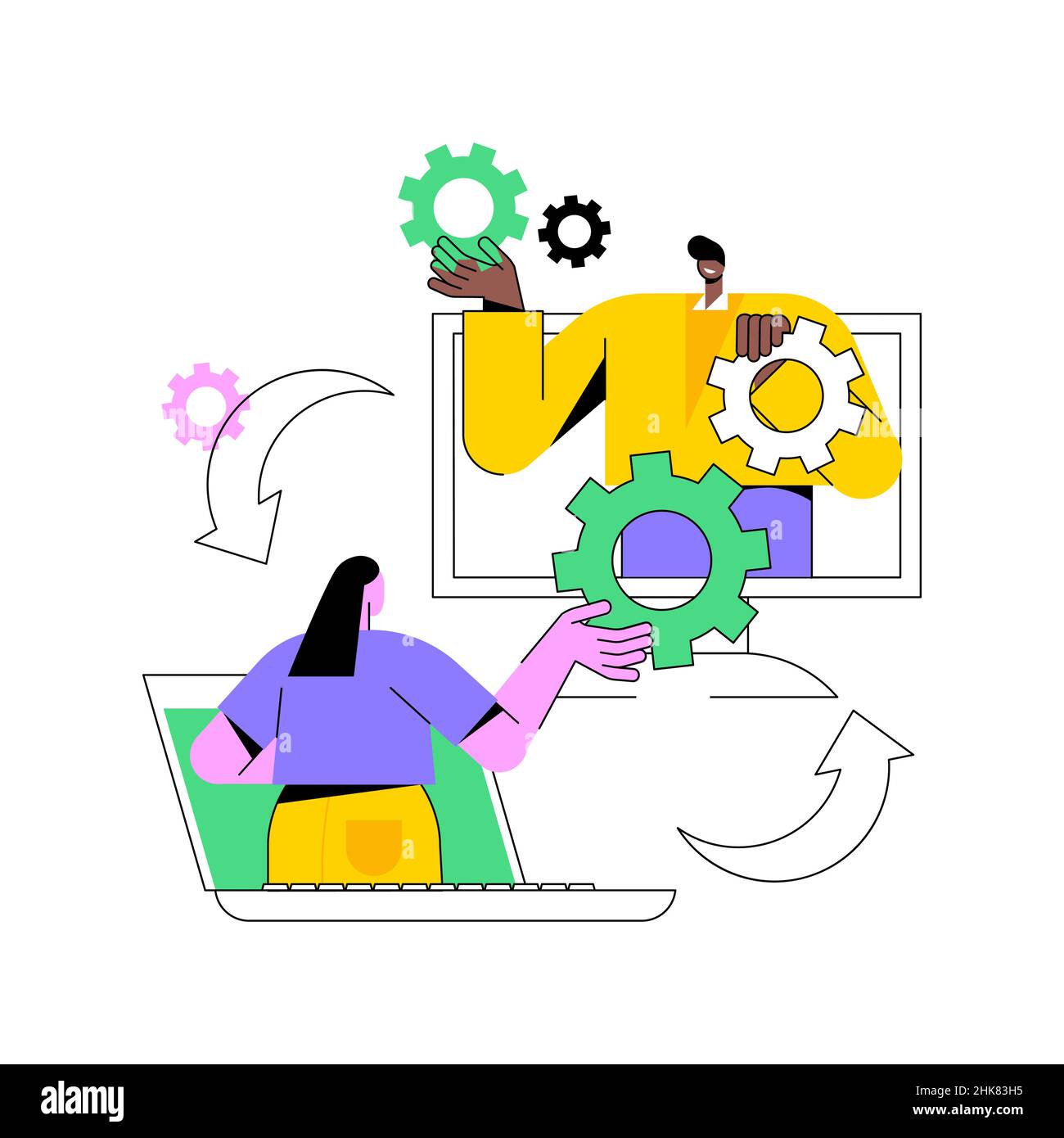Cooperation abstract concept vector illustration. Online collaboration ...