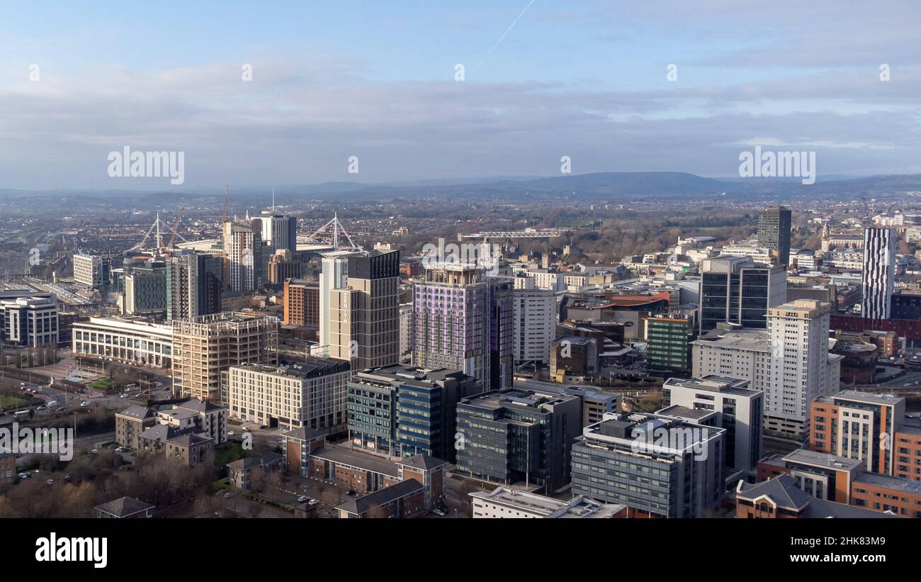 An aerial view of Cardiff City centre Stock Photo - Alamy
