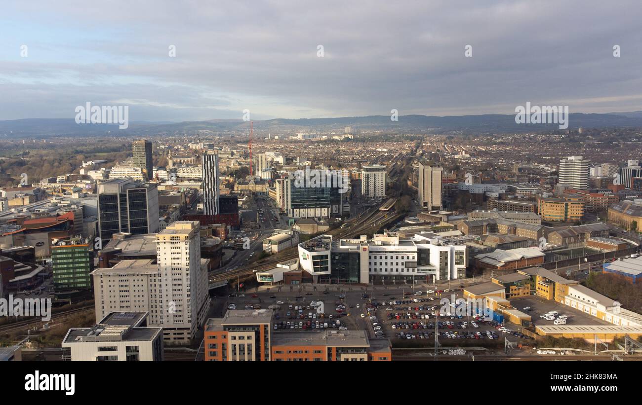 An aerial view of Cardiff City centre Stock Photo - Alamy