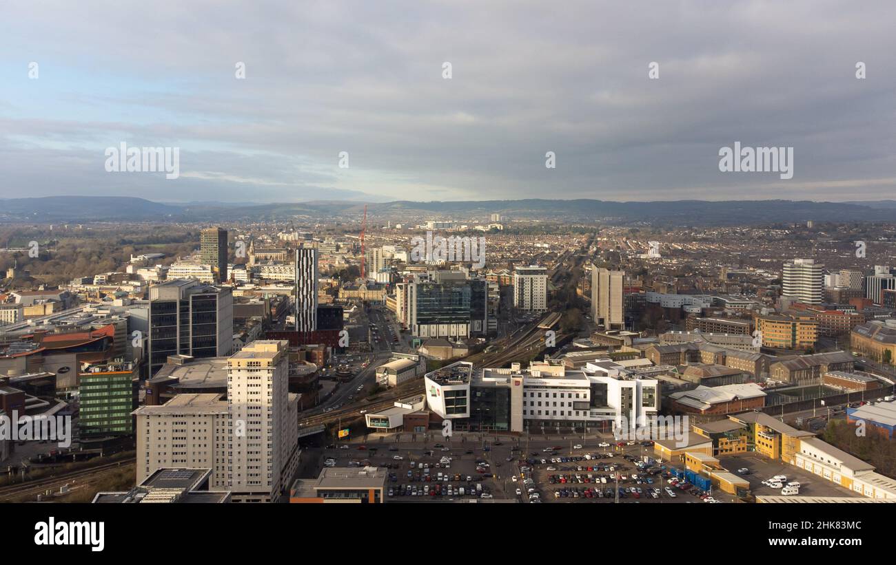 An aerial view of Cardiff City centre Stock Photo - Alamy