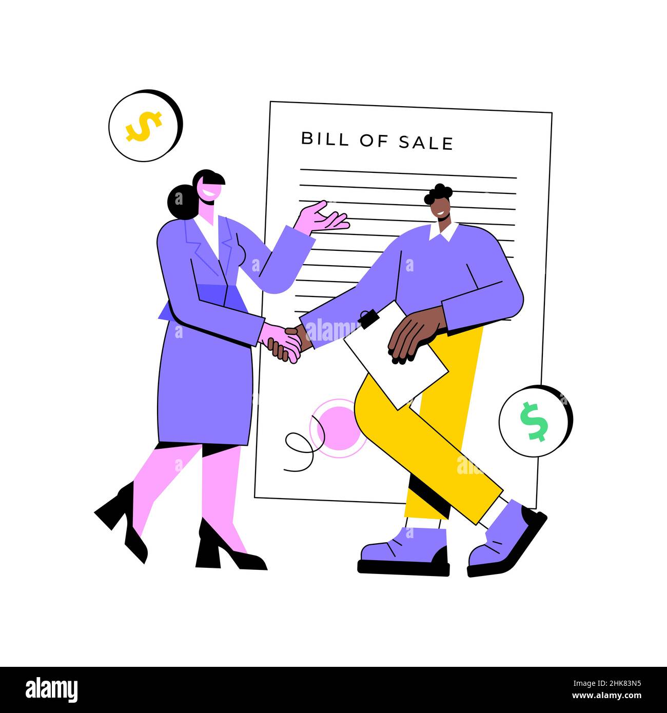 Bill of sale abstract concept vector illustration. Written selling ...