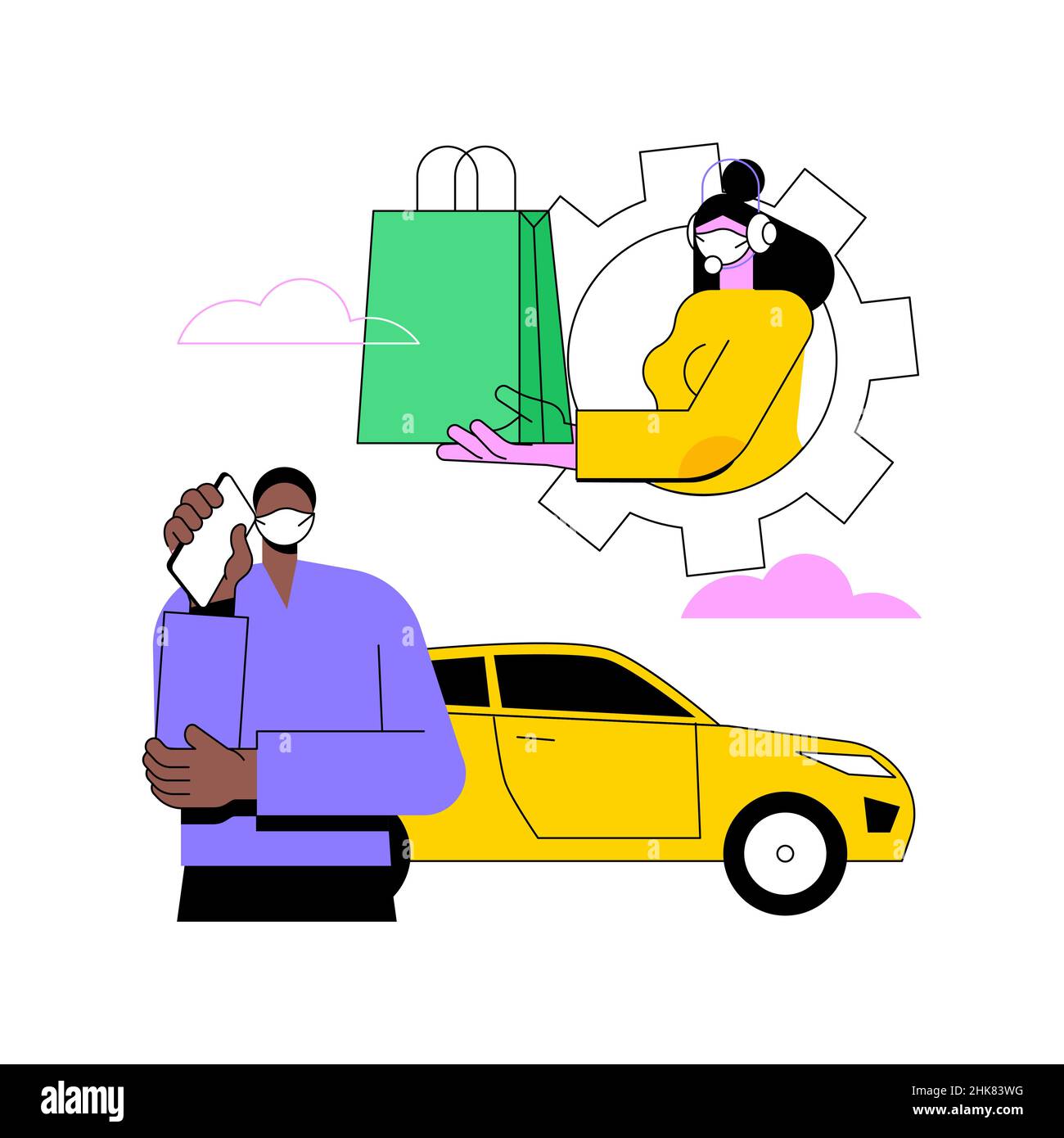 Get supplies without leaving your car abstract concept vector ...