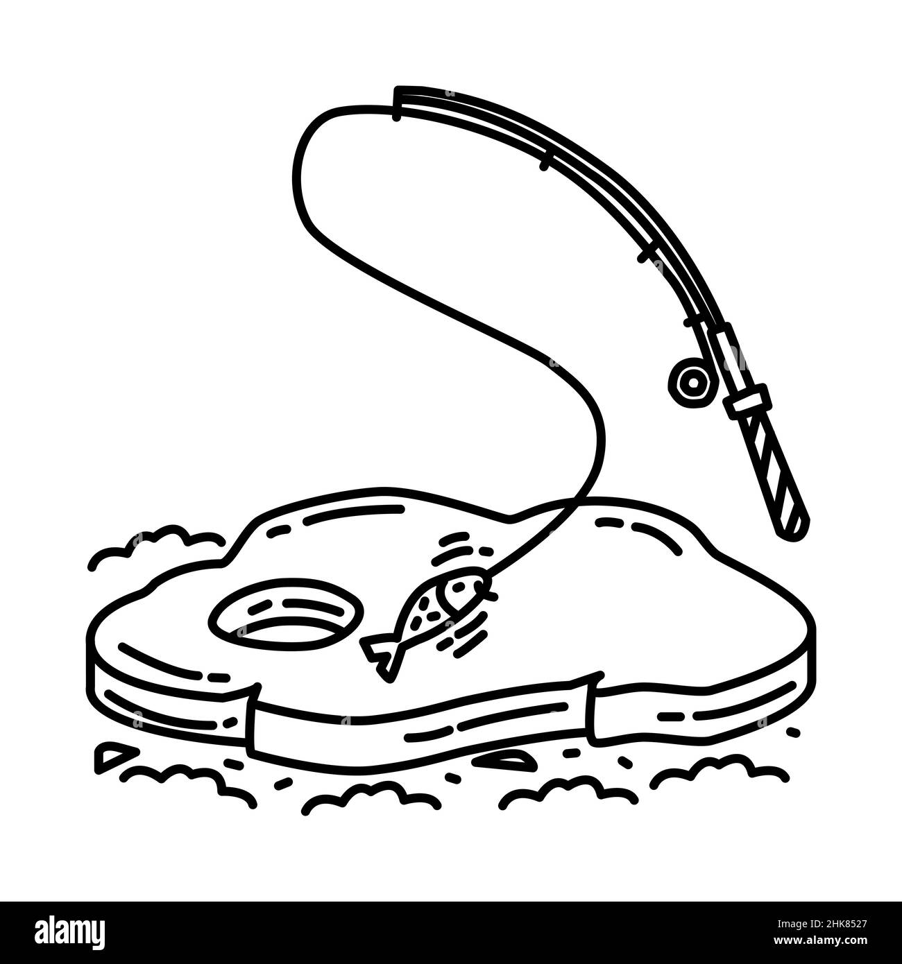 Go Ice Fishing Part of Winter Activities for Family Hand Drawn Icon Set ...