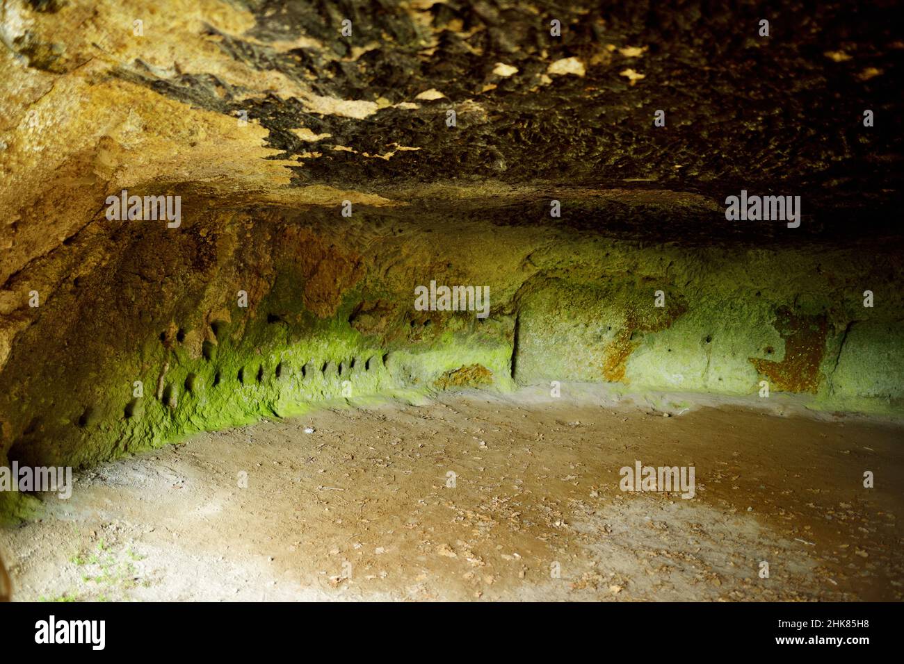 Old caves dug into the tuff rock and used for human habitation in ...