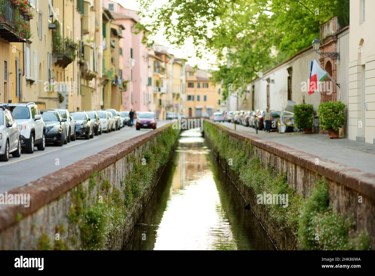 Beautiful medieval streets of Lucca city, known for its intact ...