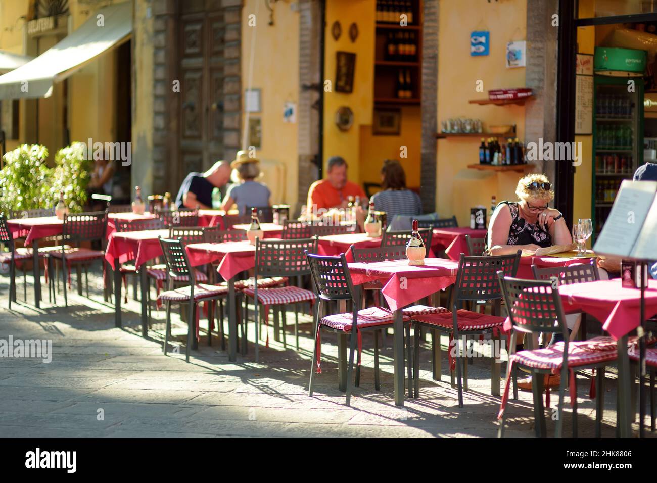 LUCCA, ITALY - JUNE4, 2019: Beautiful medieval streets of Lucca city ...