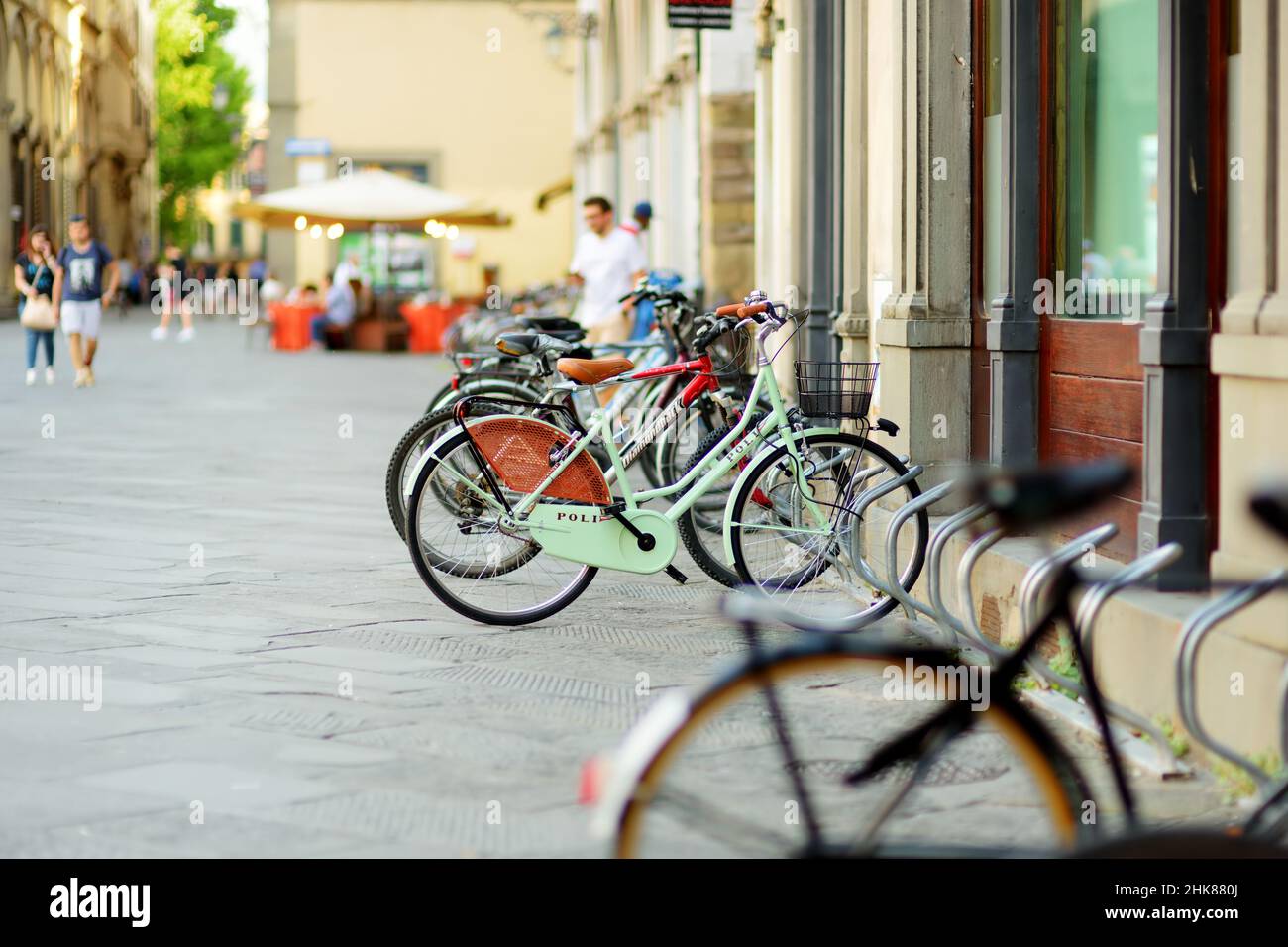 LUCCA, ITALY - JUNE4, 2019: Beautiful medieval streets of Lucca city ...