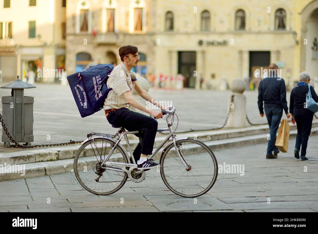 LUCCA, ITALY - JUNE4, 2019: Beautiful medieval streets of Lucca city ...