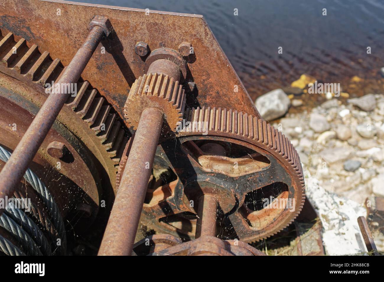 Closeup of rusting gear system for a lift bridge Stock Photo - Alamy