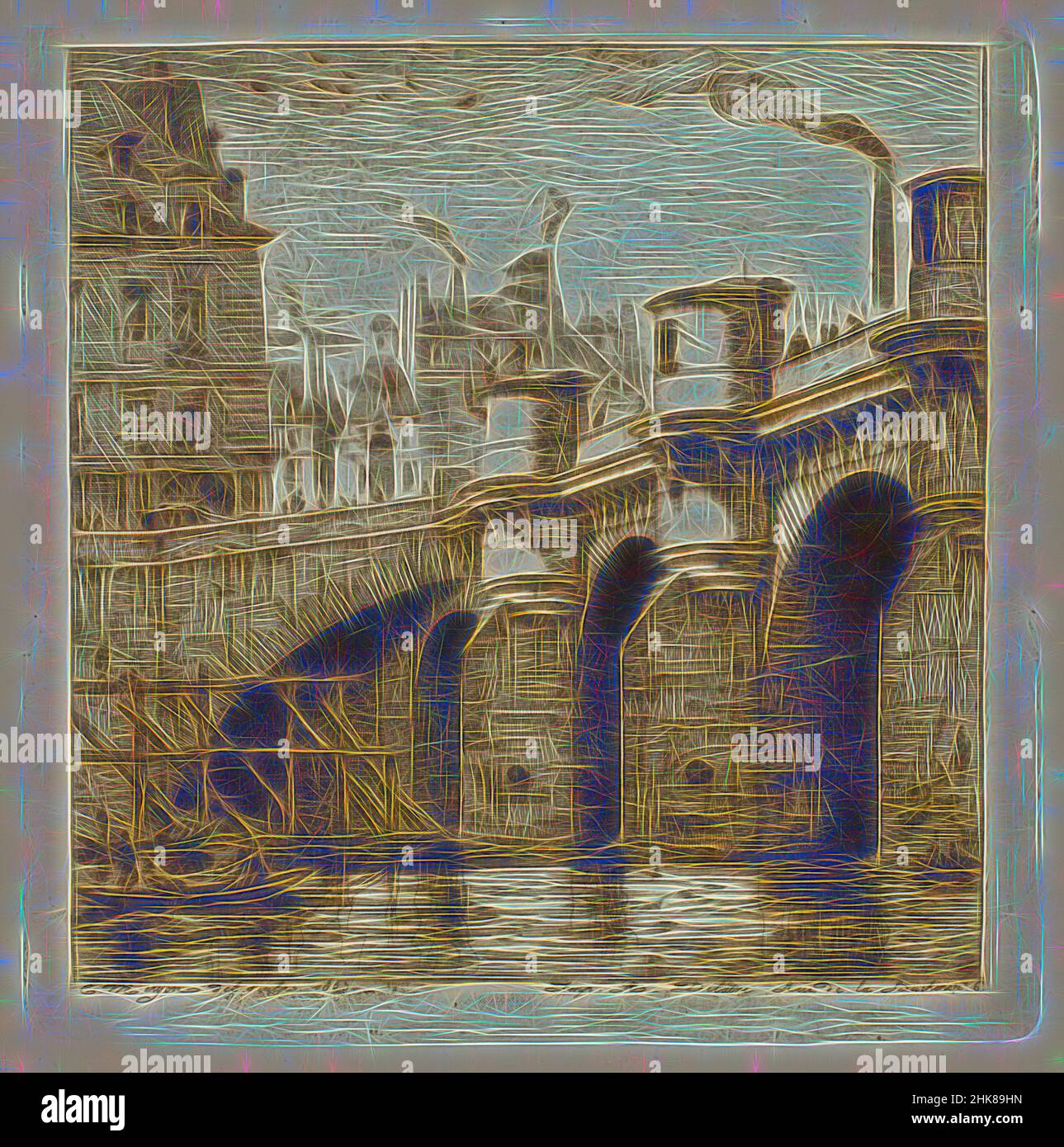 Inspired by Le Pont-Neuf., Charles Meryon, artist, 1853, Paris, etching ...