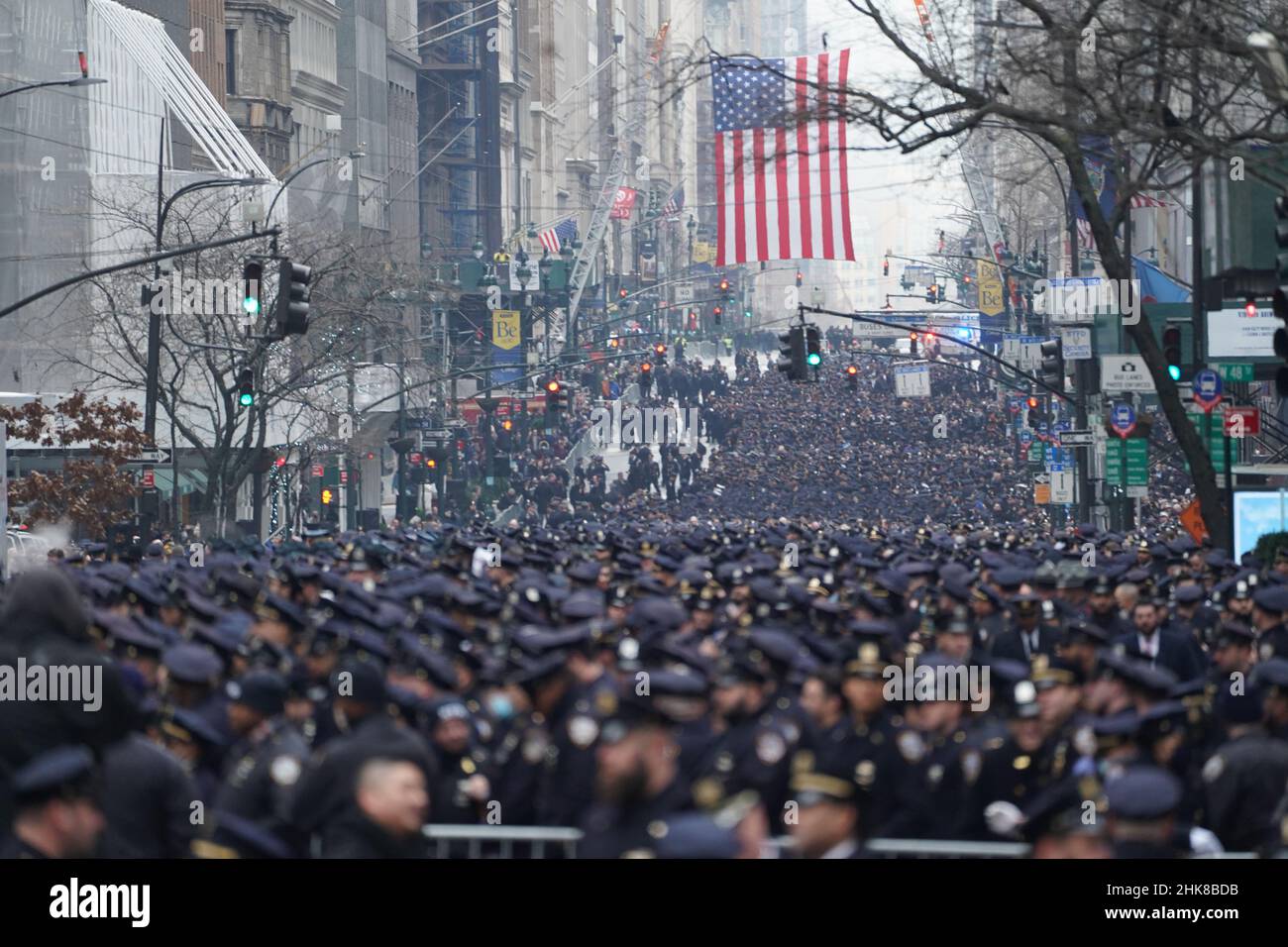 New York, United States. 01st Feb, 2022. Officers bid farewell to a ...