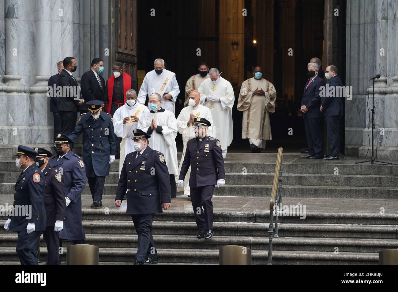 New York, United States. 01st Feb, 2022. NYPD officers followed by ...