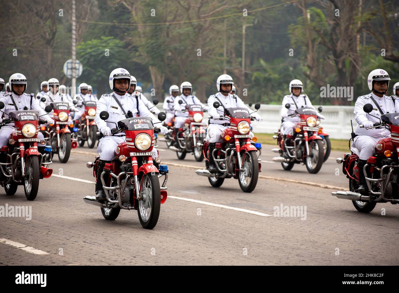 Calcutta, India - January 24, 2022: Calcutta police practice their ...