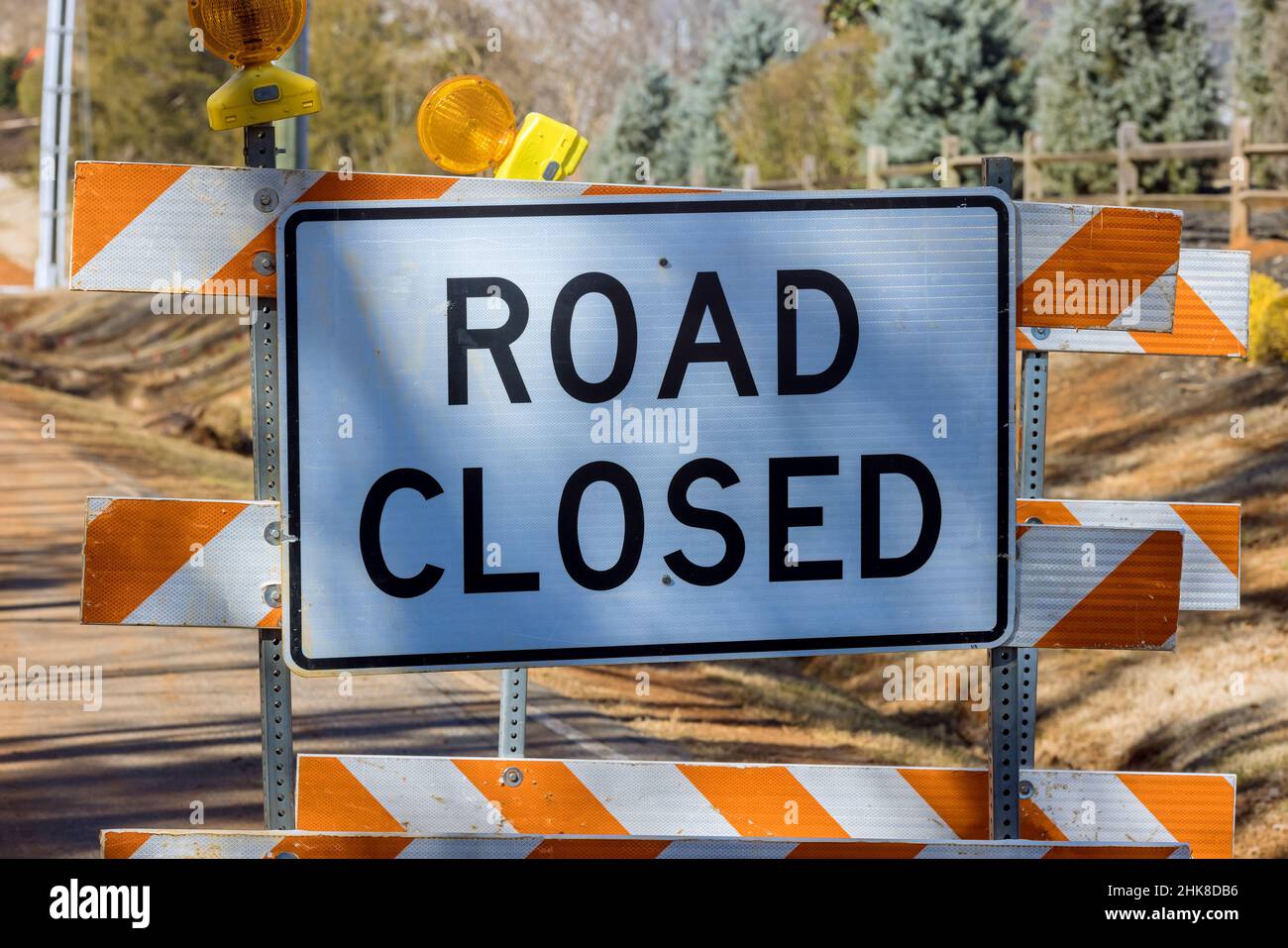 Road closed sign informing on street repair with local access Stock ...