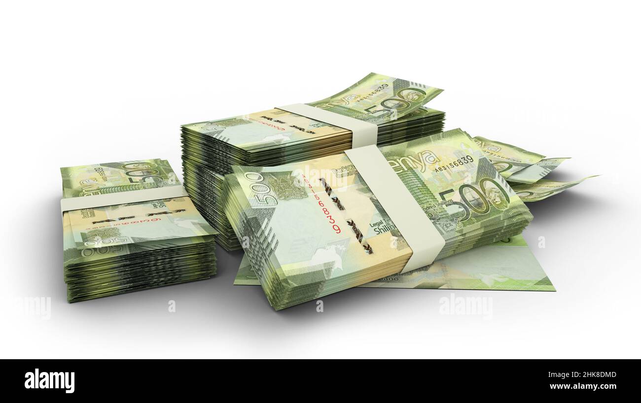 3D Stack of 500 Kenyan shilling notes isolated on white background ...