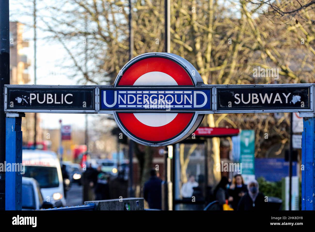 A London Underground sign outside a station Stock Photo - Alamy