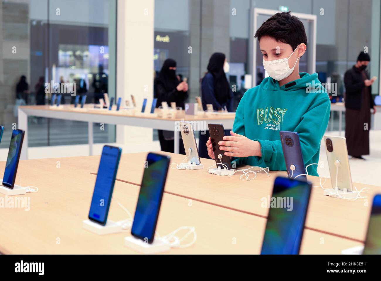 Riyadh, Saudi Arabia. 2nd Feb, 2022. A kid visits Huawei's largest ...