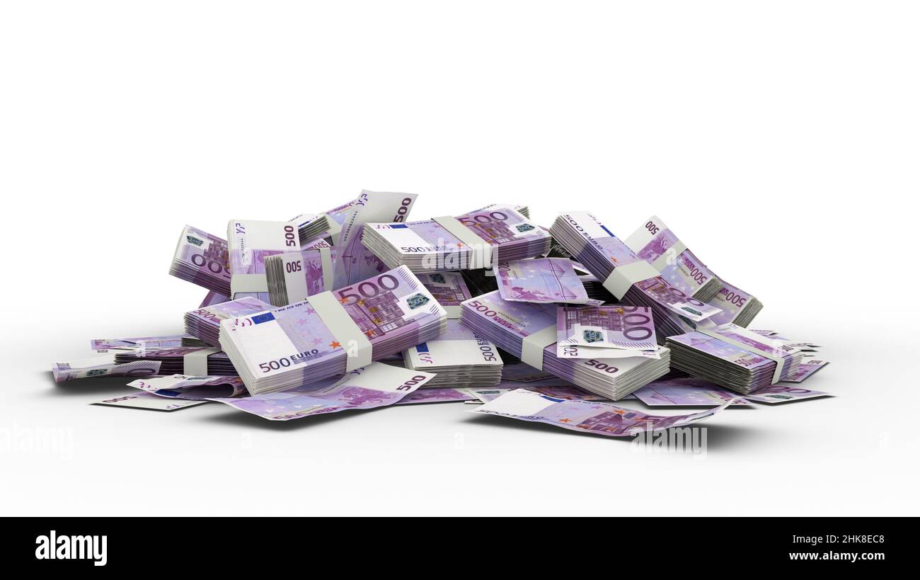 3D Stack of 500 Euro notes isolated on white background Stock Photo - Alamy