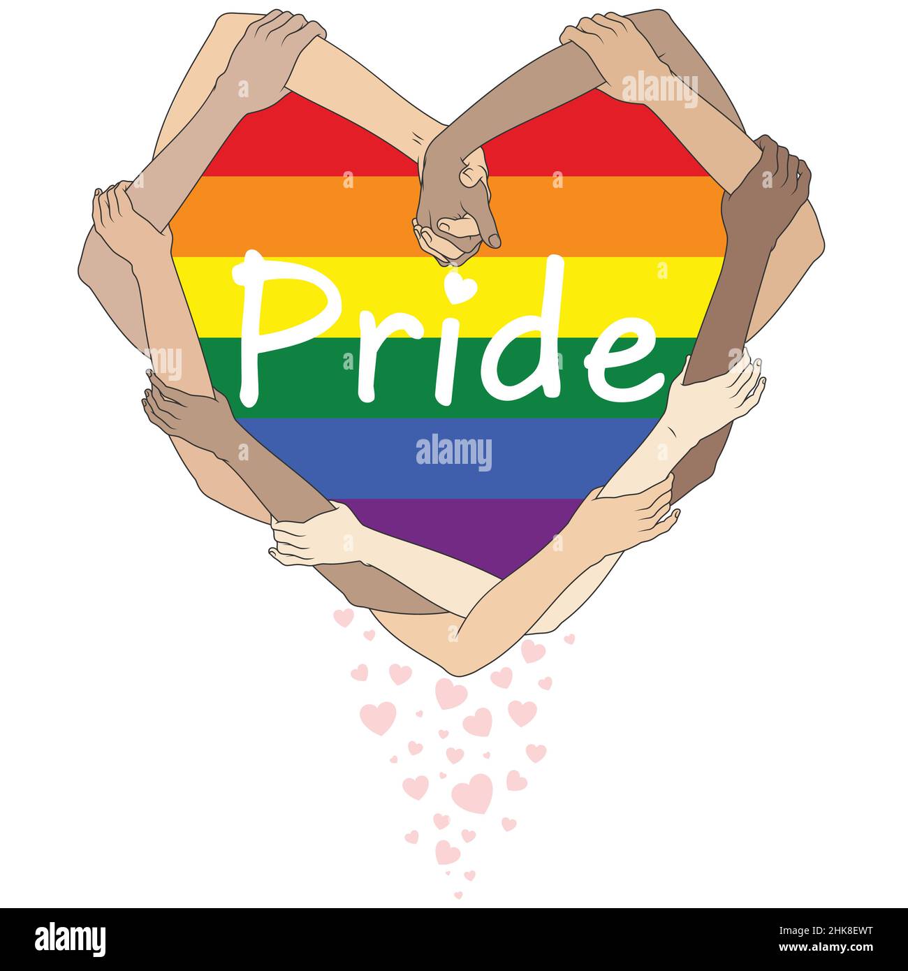 Vector design of arms forming a heart, joined arms creating a heart ...