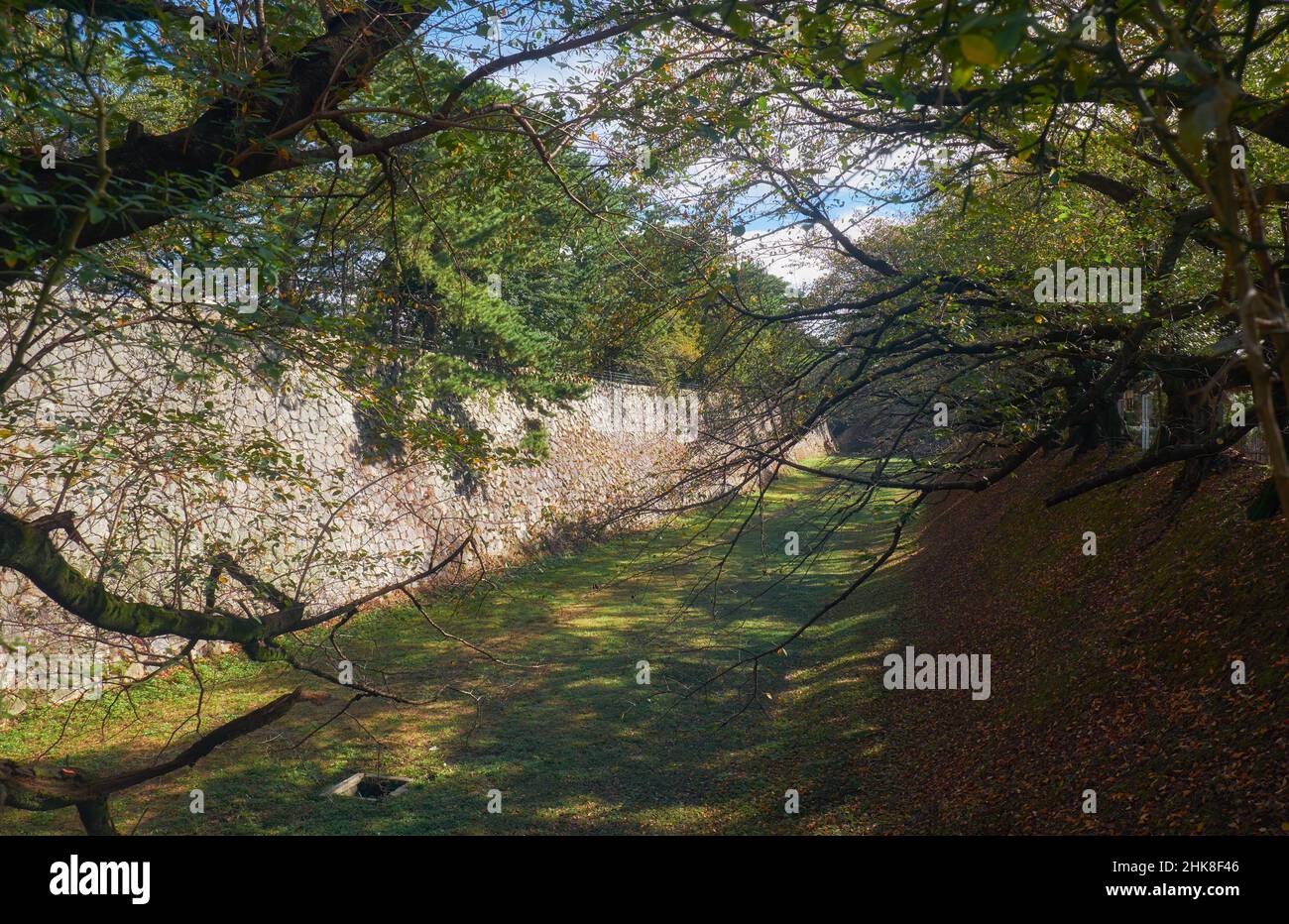 The view of outer moat (Soto-bori) around Nagoya castle. Nagoya. Japan ...