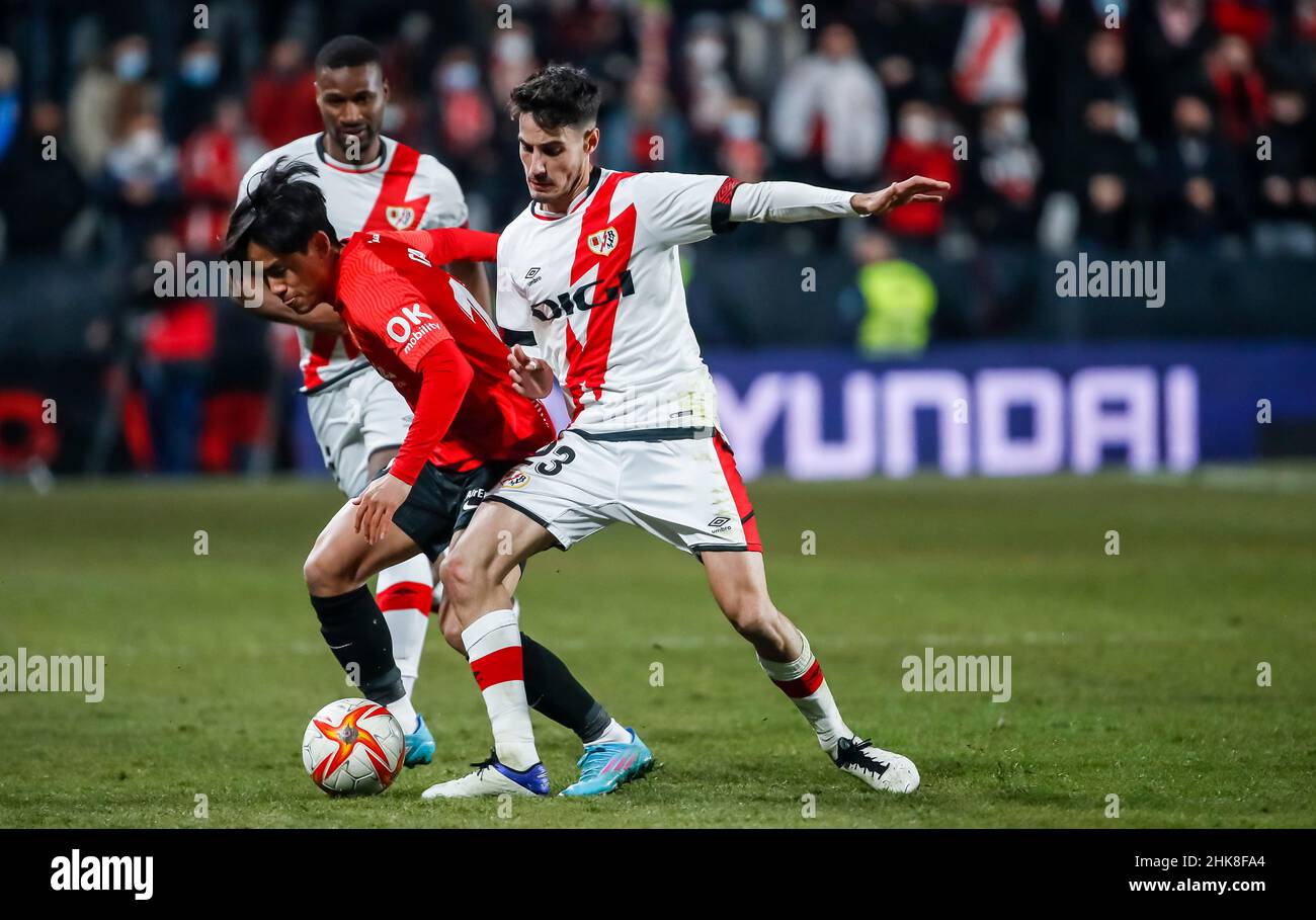 Madrid, Spain. 2nd Feb, 2022. Oscar Valentin of Rayo Vallecano in ...