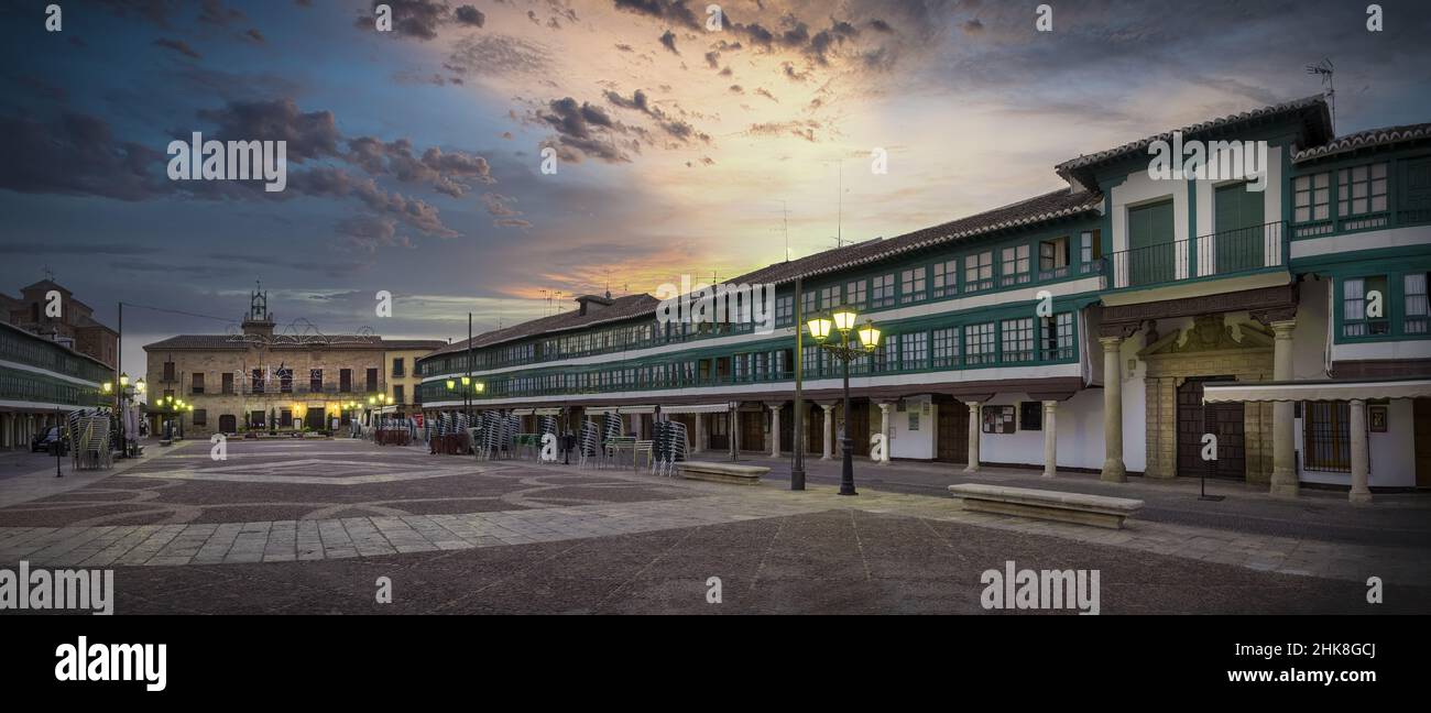 Panoramic shot of the main plaza of Almagro in Spain Stock Photo - Alamy