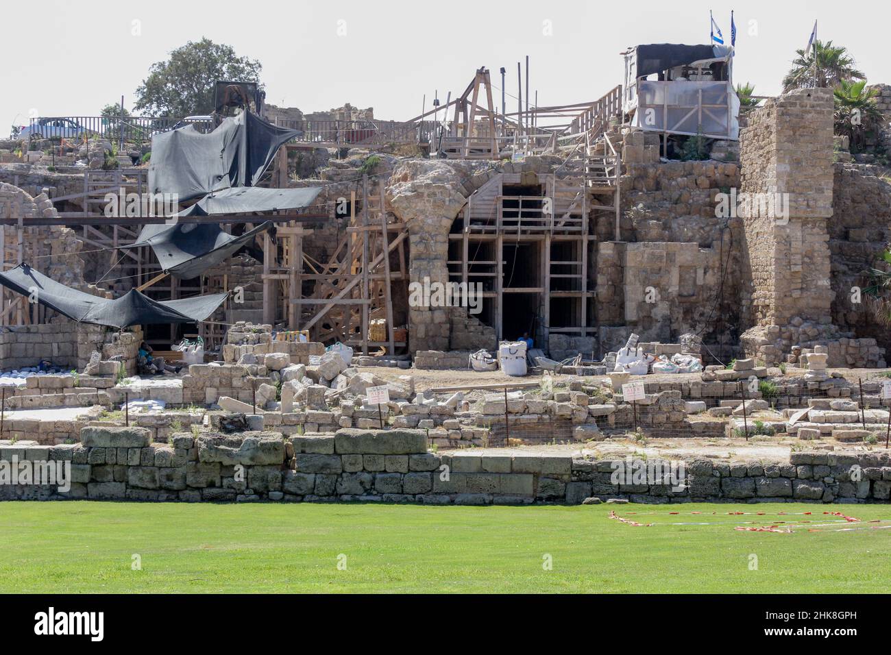 The 2016 restoration of the ancient ruins of the Roman city of Caesarea ...