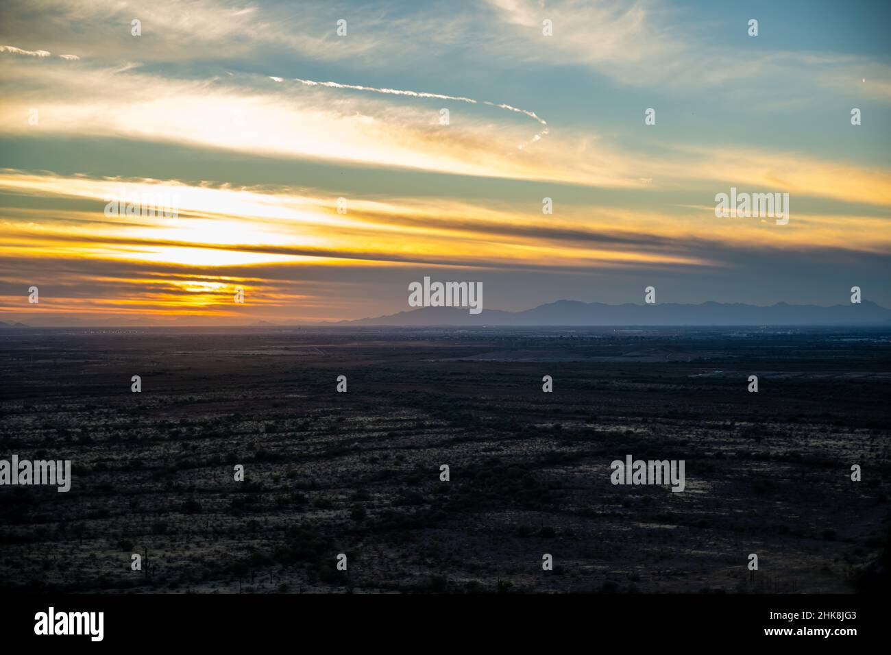 Dramatic vibrant sunset scenery in Apache Junction, Arizona Stock Photo ...