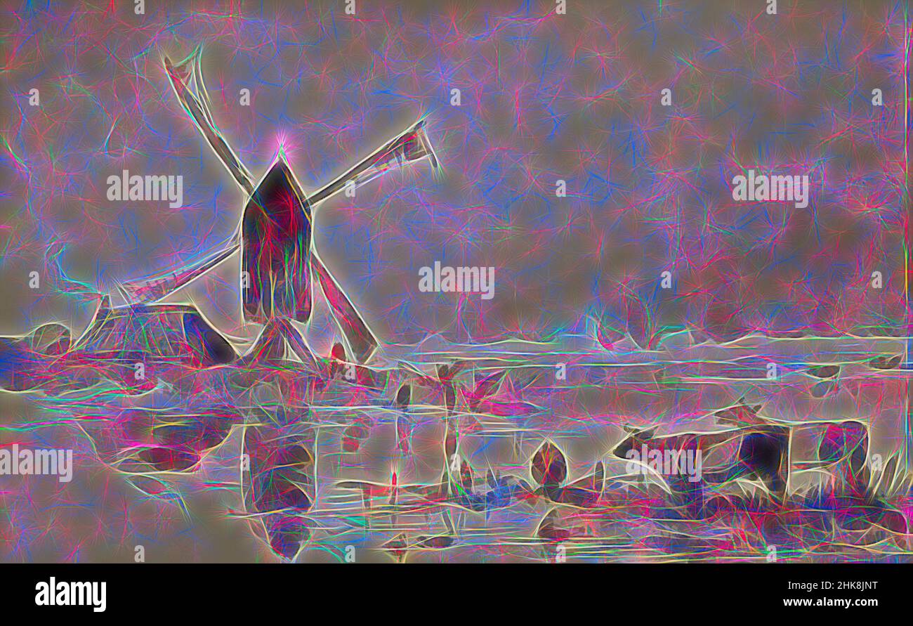 Inspired by River landscape with a mill, a farm and cows, Reimagined by ...