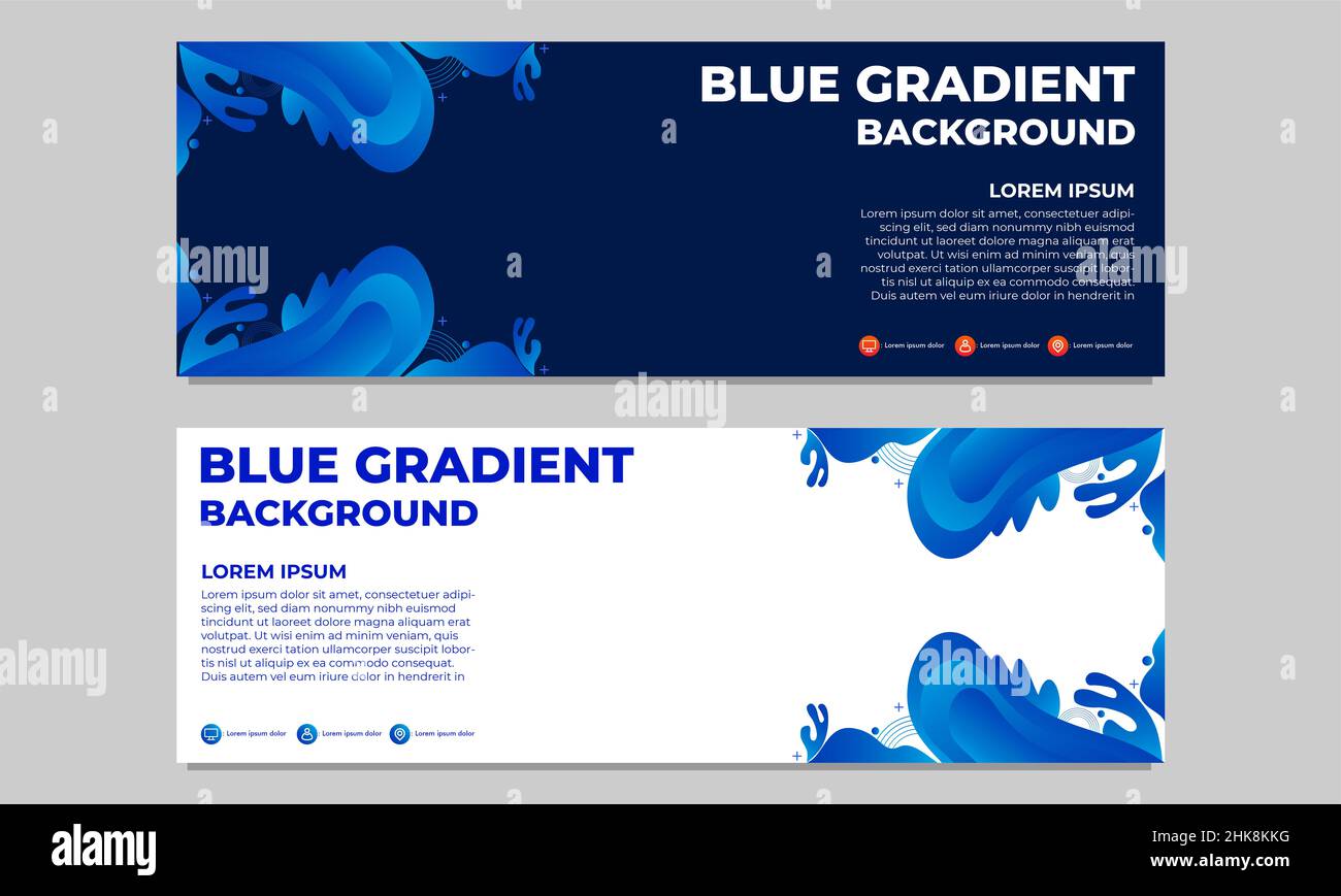 abstract blue gradient horizontal banner template collection Stock ...