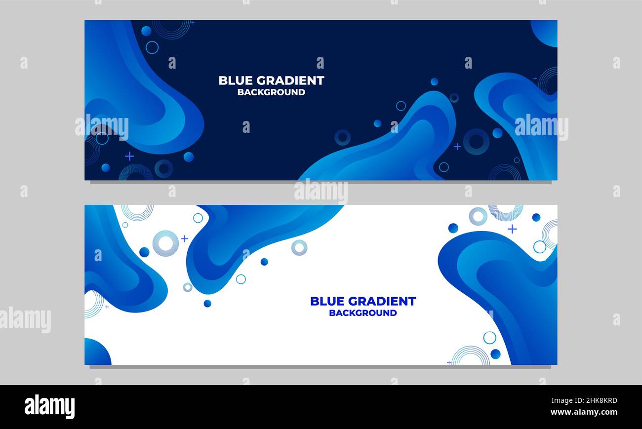 abstract blue gradient horizontal banner template collection Stock ...