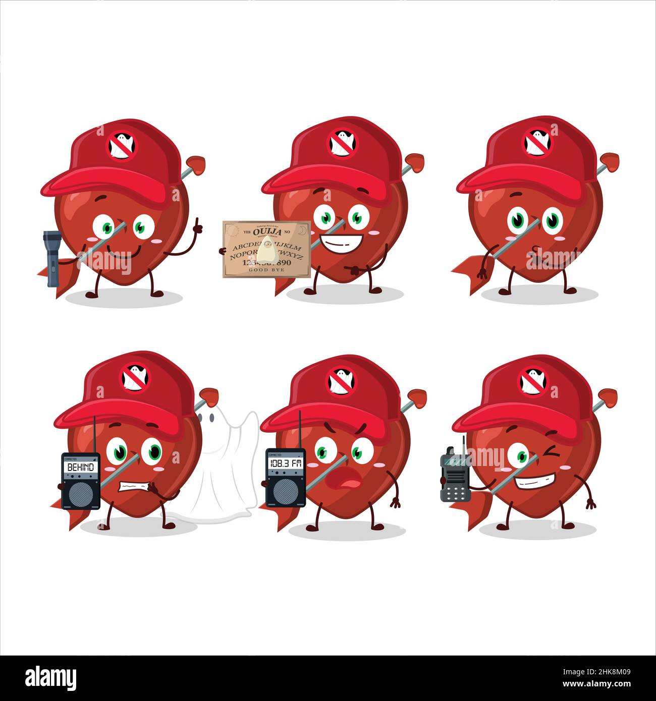 Ghost hunter cartoon cupid love arrow character using camera. Vector ...