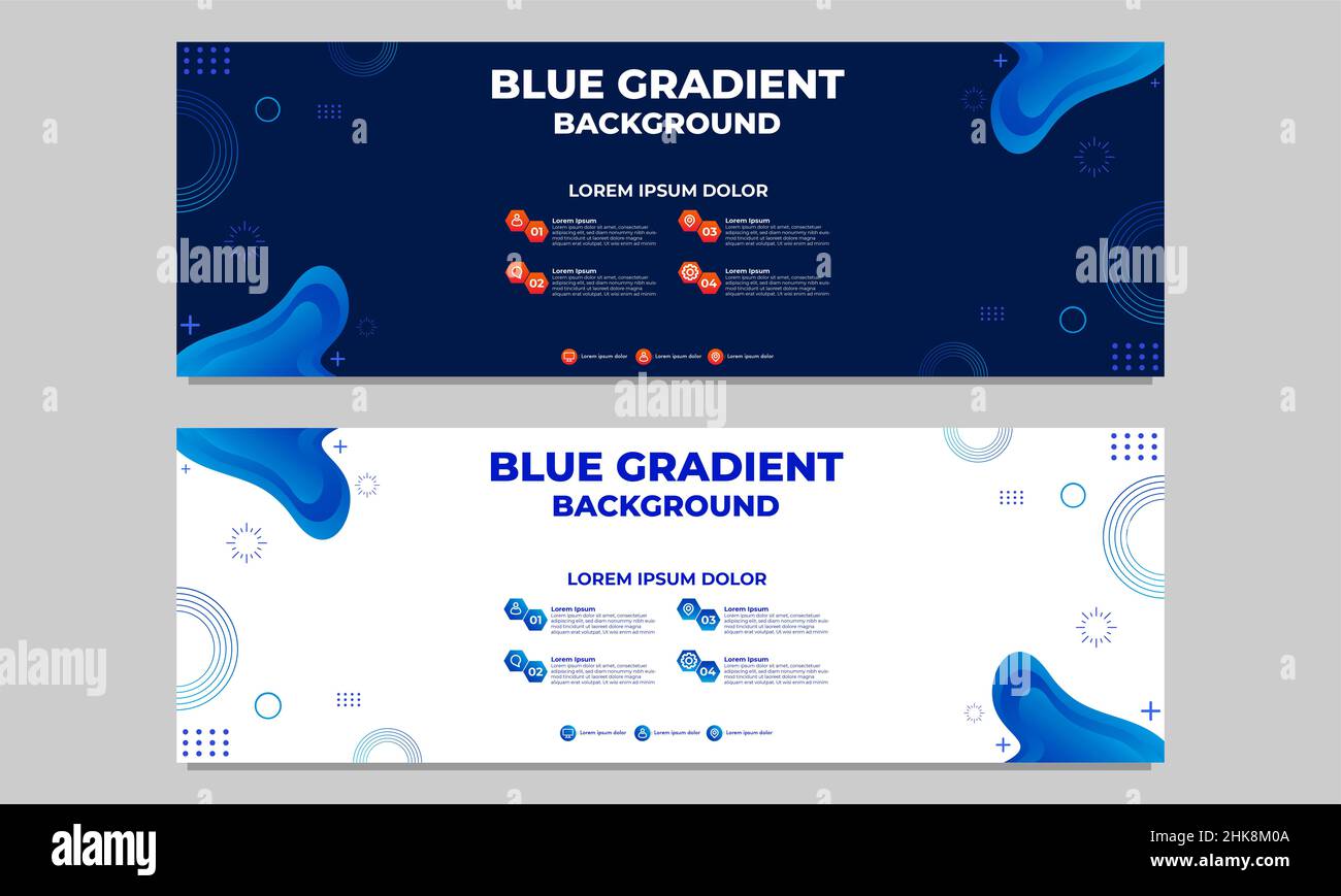 abstract blue gradient horizontal banner template collection Stock ...