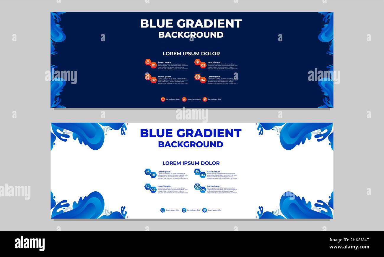 abstract blue gradient horizontal banner template collection Stock ...