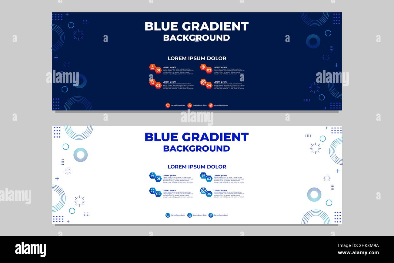 abstract blue gradient horizontal banner template collection Stock ...