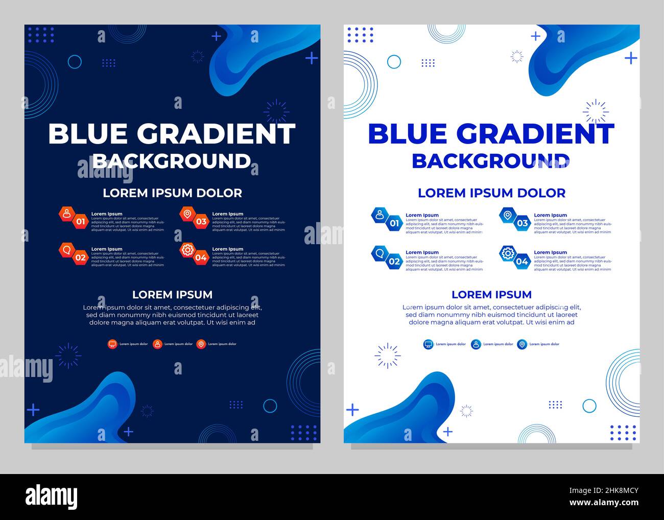 blue gradient business flyer template collection design Stock Photo - Alamy