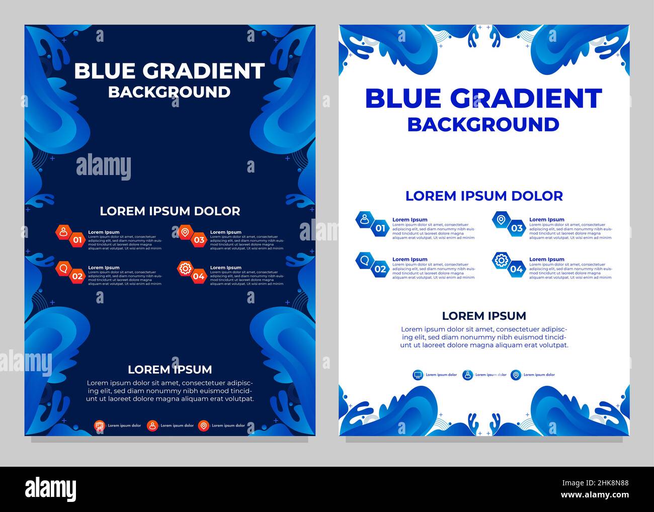 blue gradient business flyer template collection design Stock Photo - Alamy